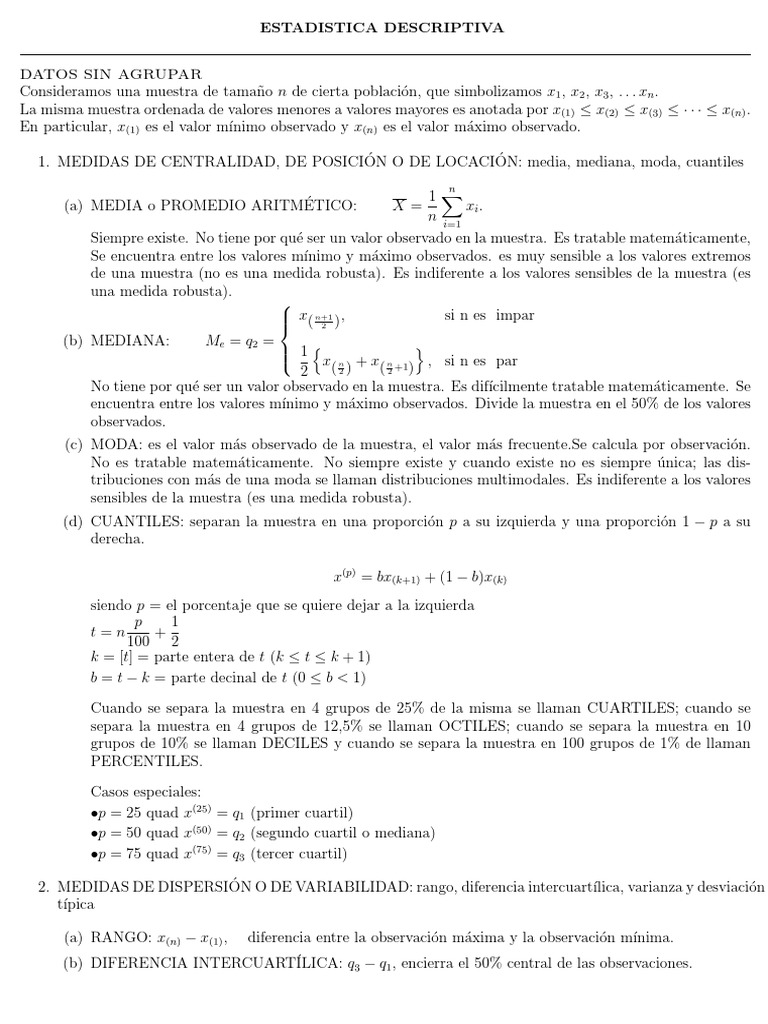 Fórmulas estadística descriptiva | Cuantil | Mediana