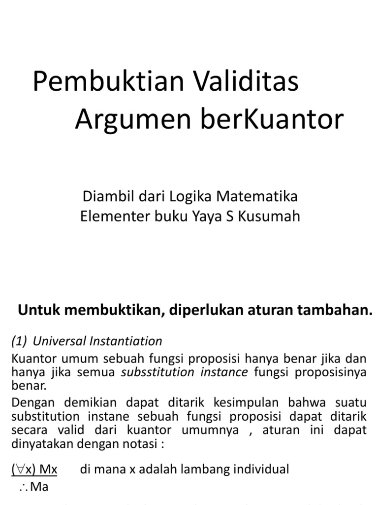 Pertemuan 10 - Pembuktian Validitas Argumen Berkuantor | PDF