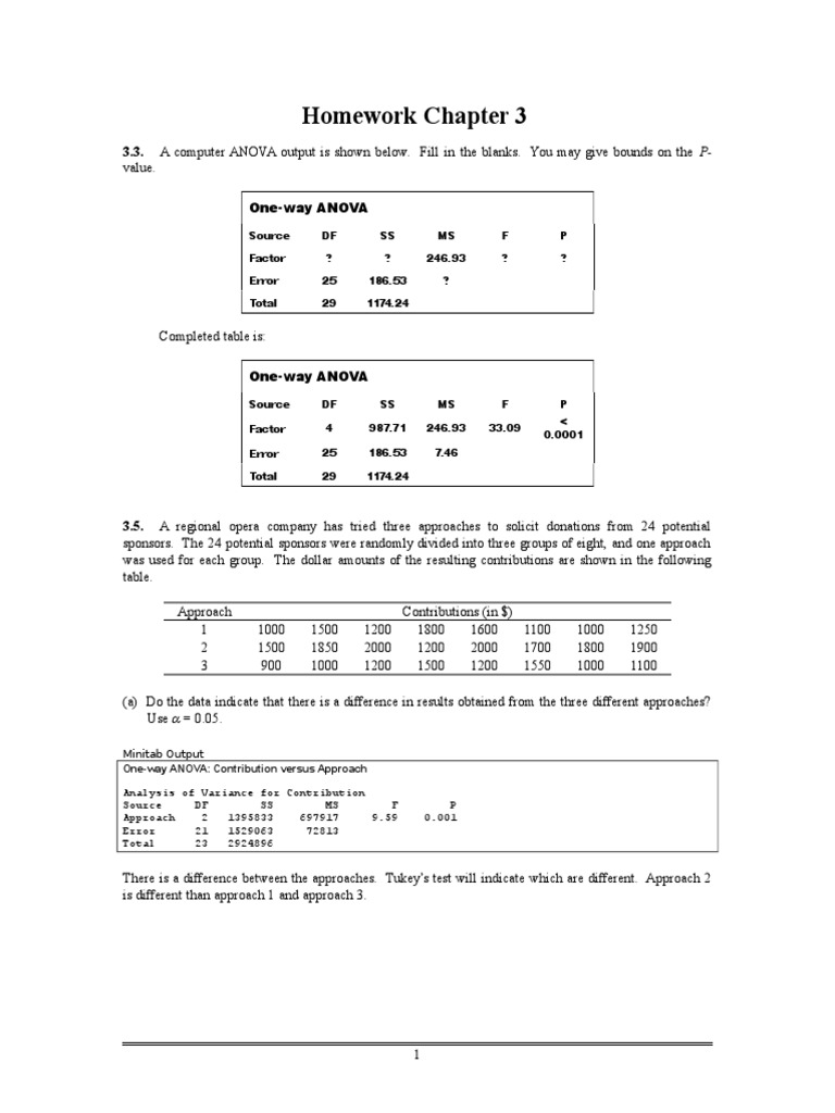 HW 1 | PDF | Analysis Of Variance | Errors And Residuals