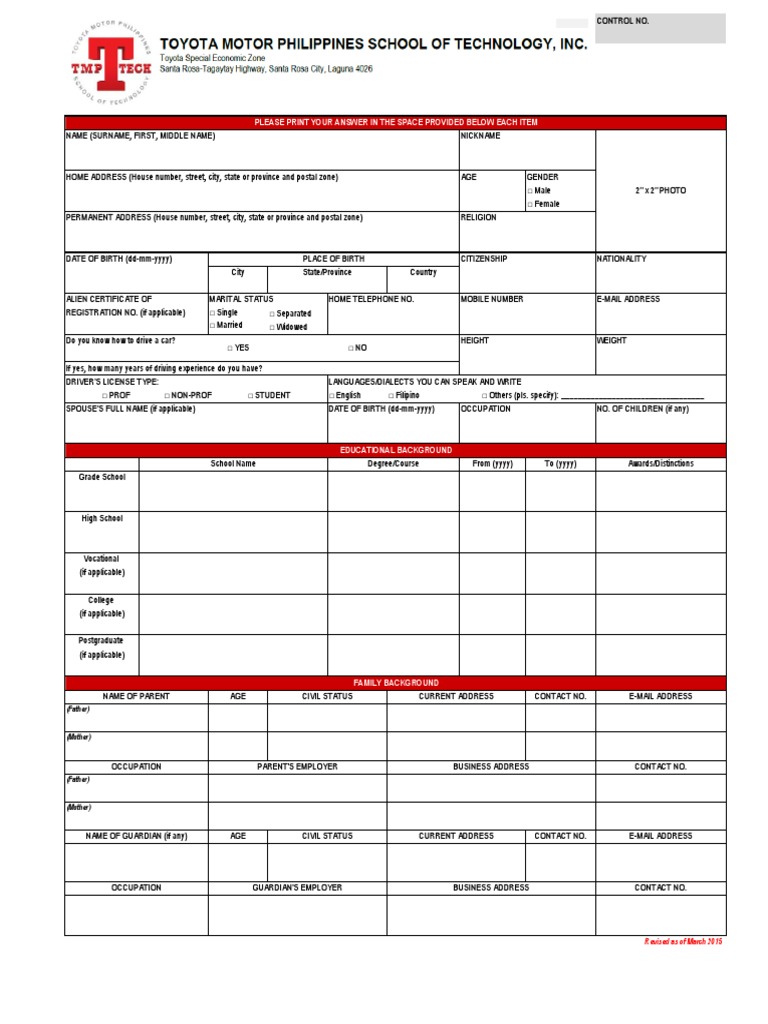 TMP Application Form Details | PDF | Social Institutions | Social Science