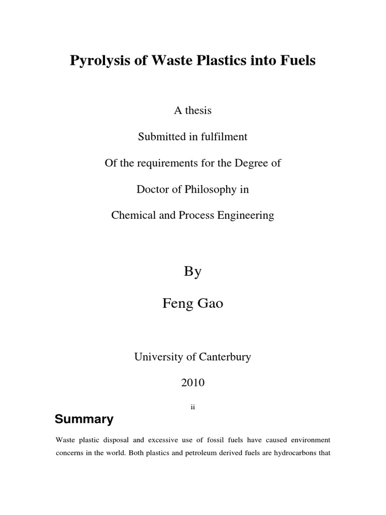 Waste Plastic Pyrolysis to Fuels | PDF | Cracking (Chemistry ...
