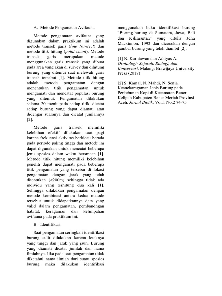 Metode Pengamatan Avifauna | PDF