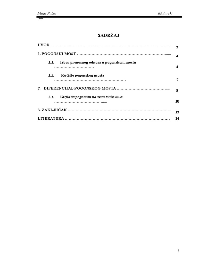 Maturski Pogonski Most | PDF