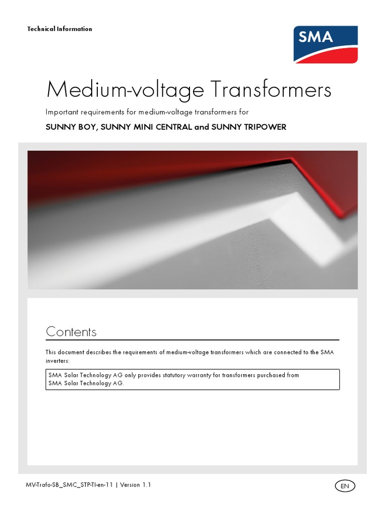 MV Trafo SB SMC STP Ti en 11 Sma | PDF | Power Inverter | Transformer