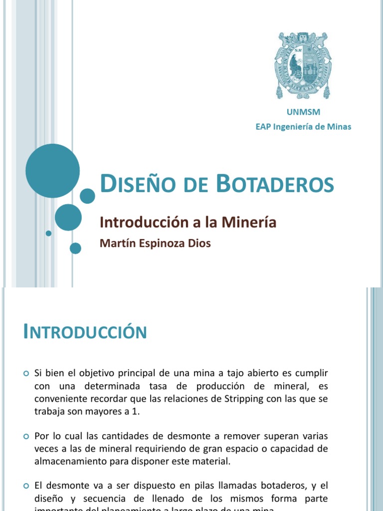 Diseno de Botaderos | PDF | Minería | Planificación