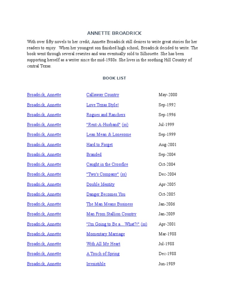 Annette Broadrick | PDF