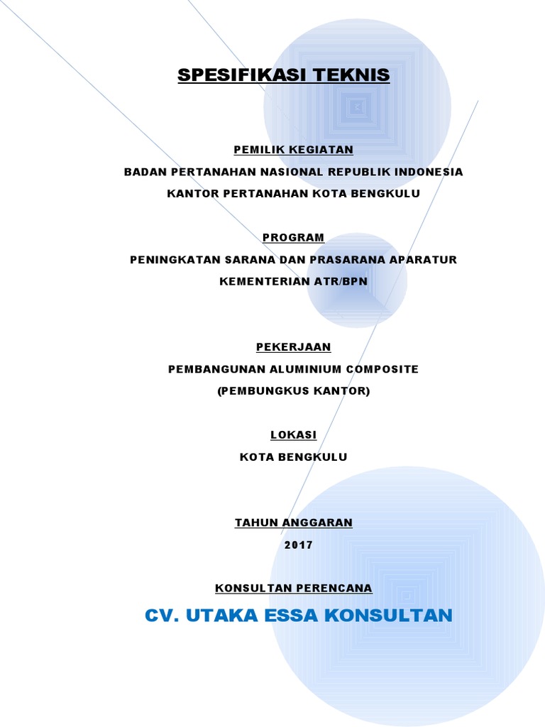 Sampul SPESIFIKASI TEKNIS | PDF | Teknologi & Rekayasa