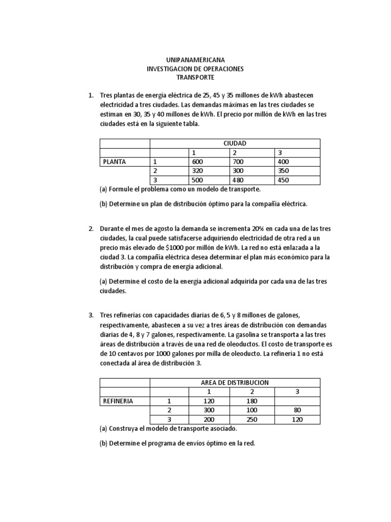 Problemas De Transporte Pdf Euro Transporte