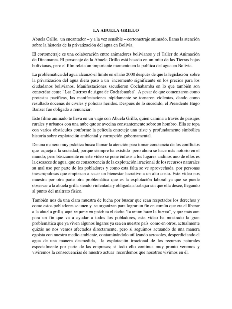 La Abuela Grillo | PDF | Bolivia | Democracia