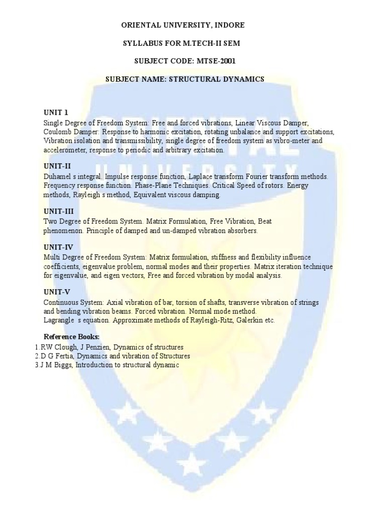 M.Tech Structural Dynamics Syllabus | PDF | Fracture | Stress–Strain Analysis