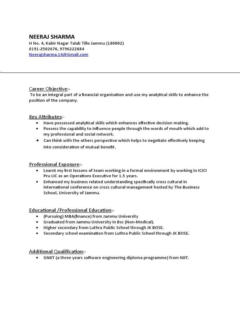 Resume Neeraj Sharma | PDF