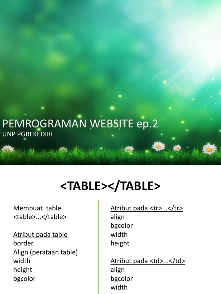 Presentation 2 Pemrograman Website | PDF | Html Element | Software ...