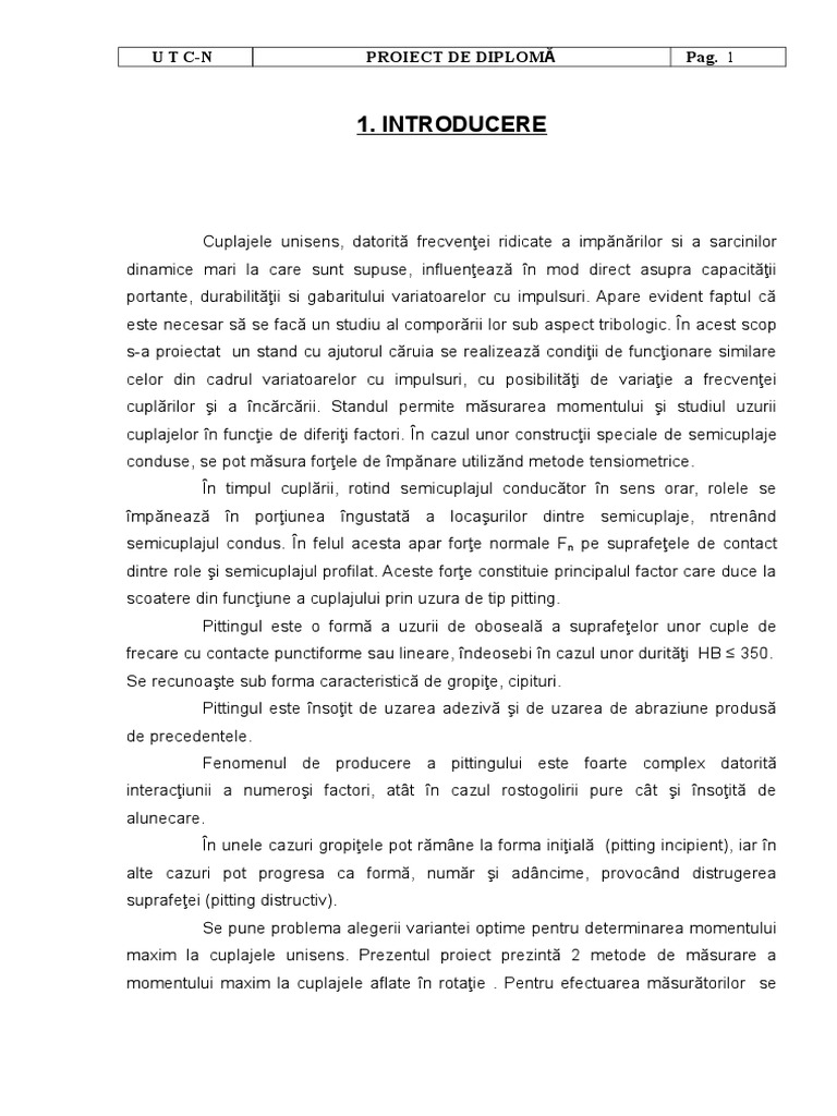 Introducere: Proiect de Diplomă Pag. 1 | PDF