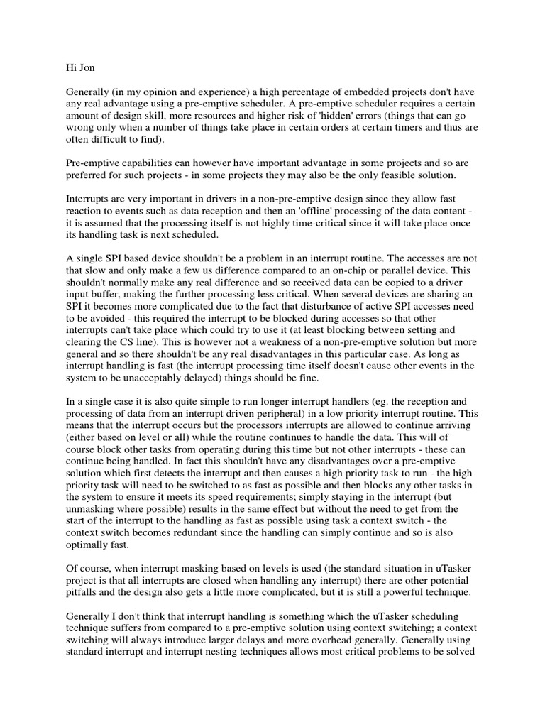 UTasker On Preemptive RTOS | PDF | Scheduling (Computing) | Areas Of ...