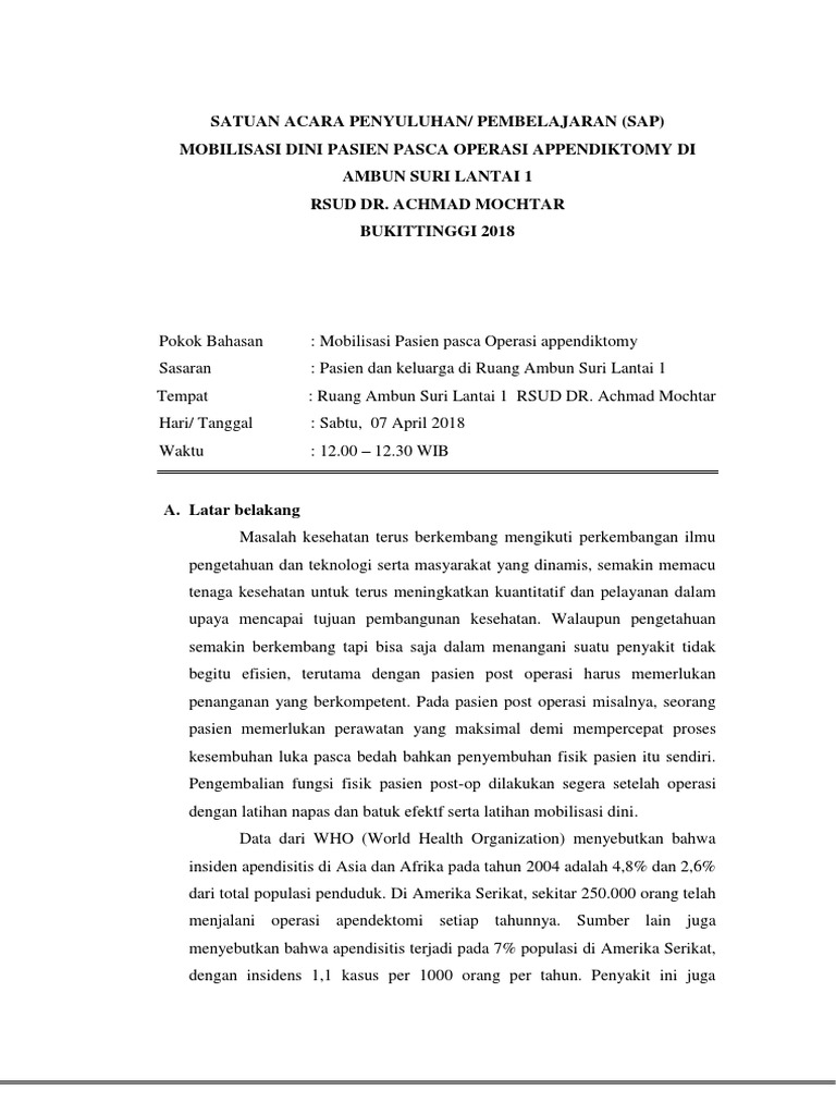 Sap KMB Mobilisasi Post Appendik | PDF