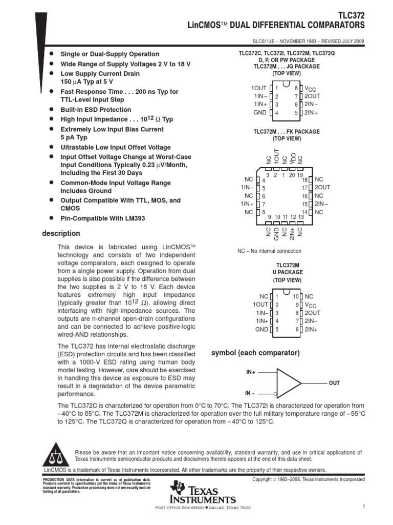 TLC 372 | PDF | Electrostatic Discharge | Cmos