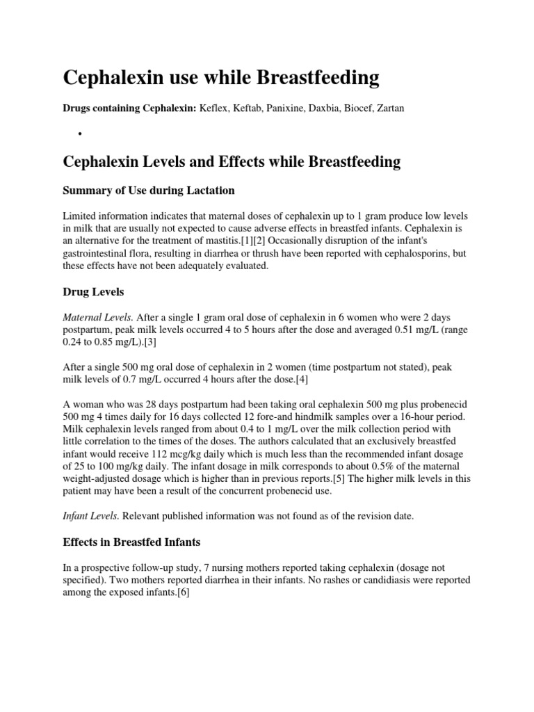 Cephalexin Use While Breastfeeding | PDF | Breastfeeding | Renal Function