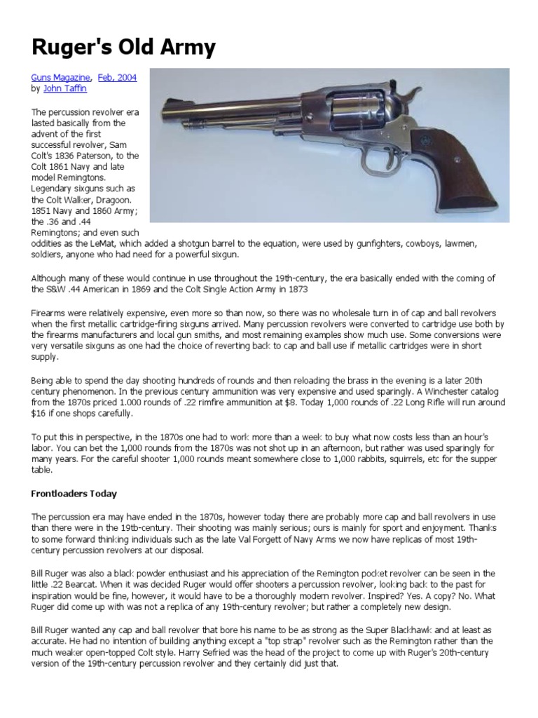 Ruger's Old Army: Guns Magazine Feb, 2004 John Taffin | PDF | Revolver ...