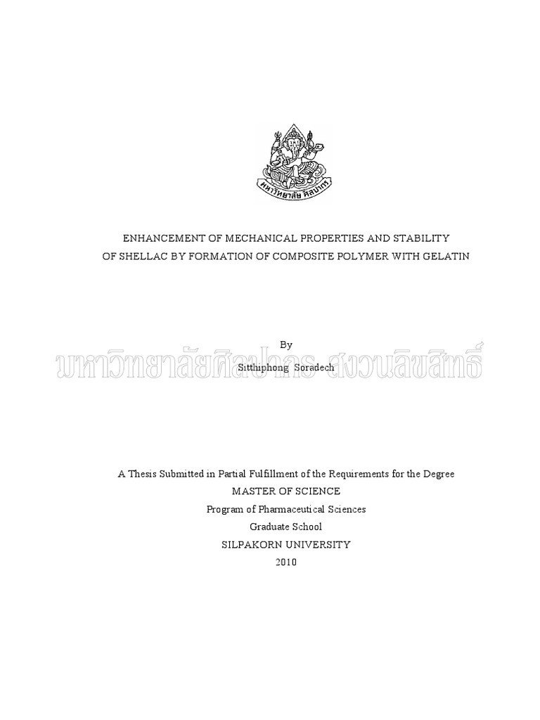 Thesis - Shellac Film Stability | PDF | Polymers | Gelatin
