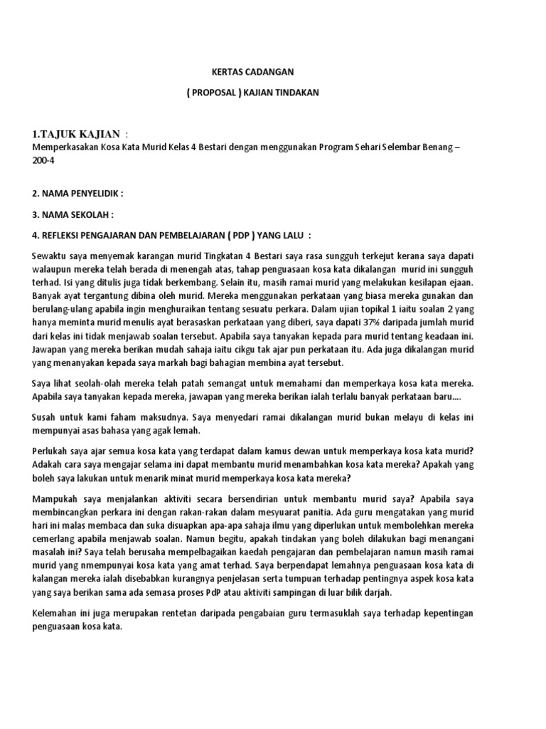 Soft Copy Contoh Kajian Tindakan | PDF