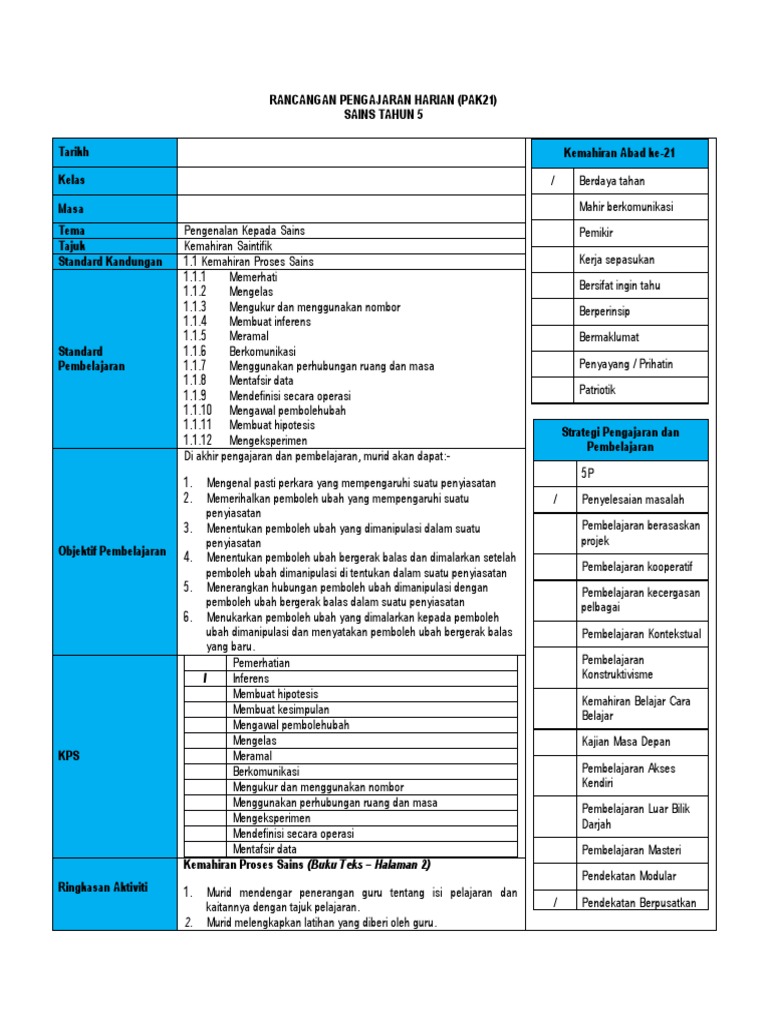 Format Sains 2018 | PDF