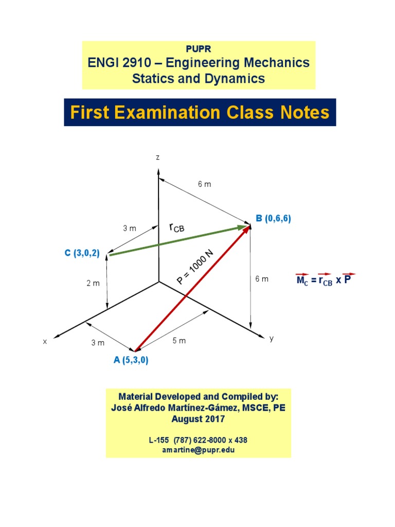 Statics and Dinamics Notes | PDF | Euclidean Vector | Force