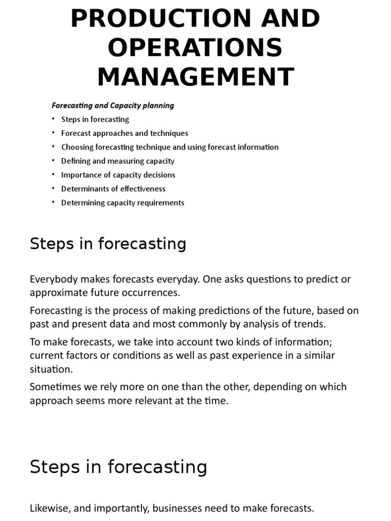 Production and Operations Forecasting | PDF | Forecasting | Accuracy ...