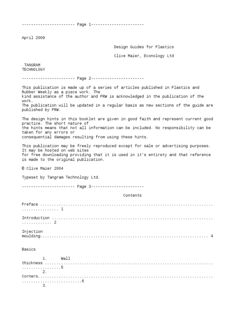 Design Guides For Plastics | PDF | Screw | Waste Management