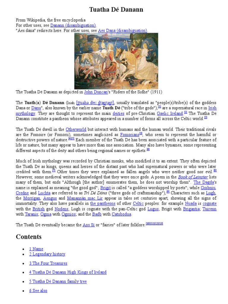 Tuatha Dé Danann | PDF | Irish Mythology | Early Irish Literature