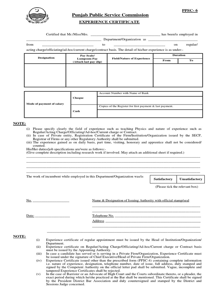Punjab Public Service Commission: Ppsc-6 | PDF | Seal (Emblem) | Advocate