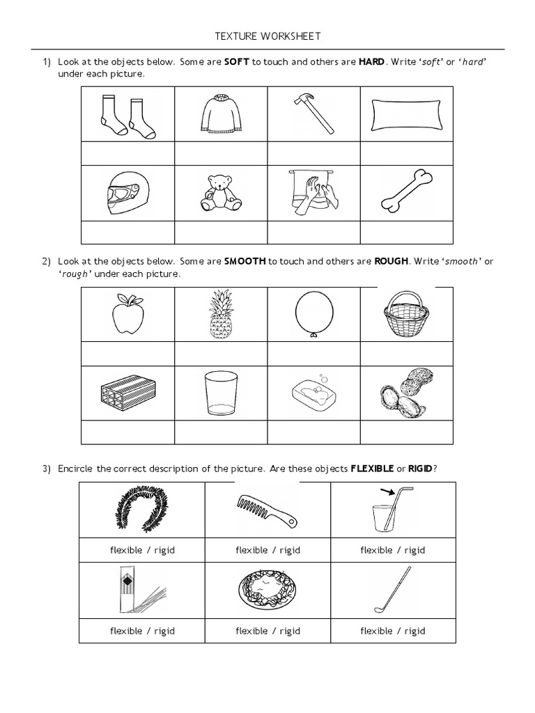Rough And Smooth Objects Worksheets