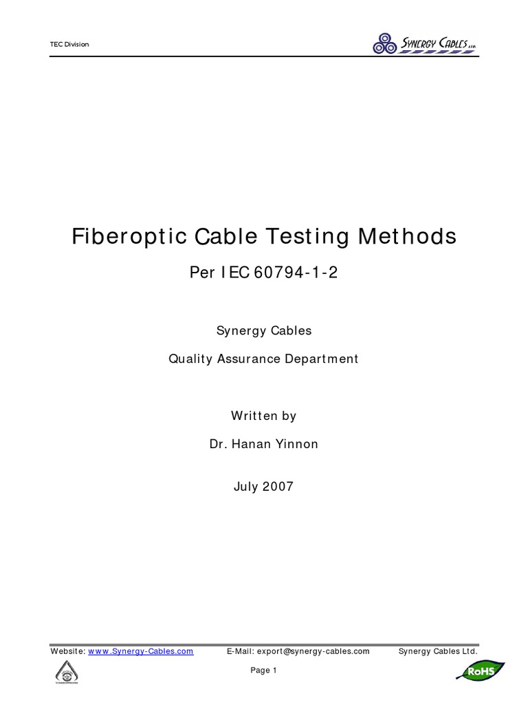 Fiberoptic Cable Testing Methods | PDF | Optical Fiber | Ultimate ...