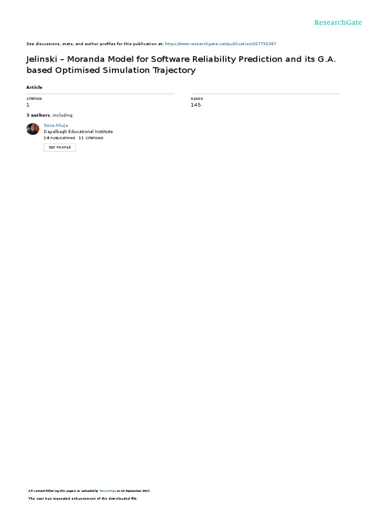 Jelinski - Moranda Model For Software Reliability | PDF | Reliability ...