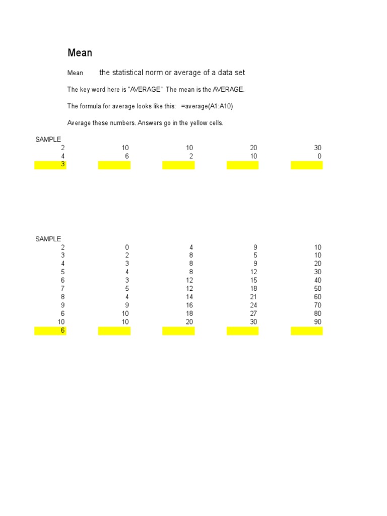 The Statistical Norm or Average of A Data Set | PDF | Probability And ...