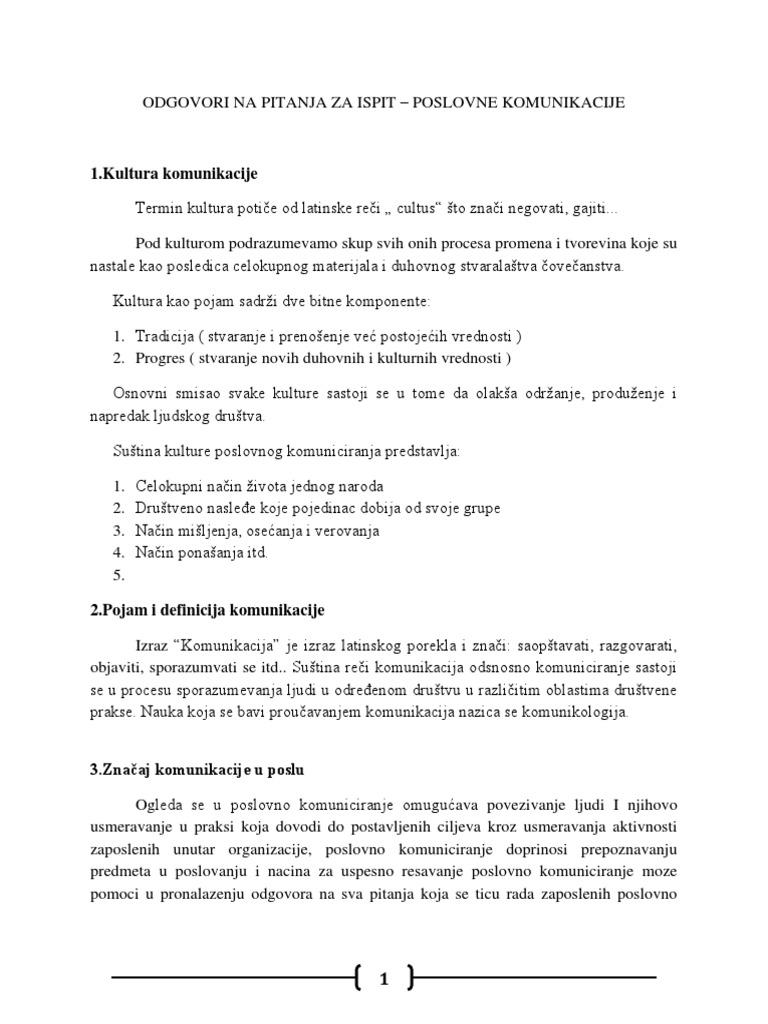 Ispit - Poslovne Komunikacije EMILIJA | PDF