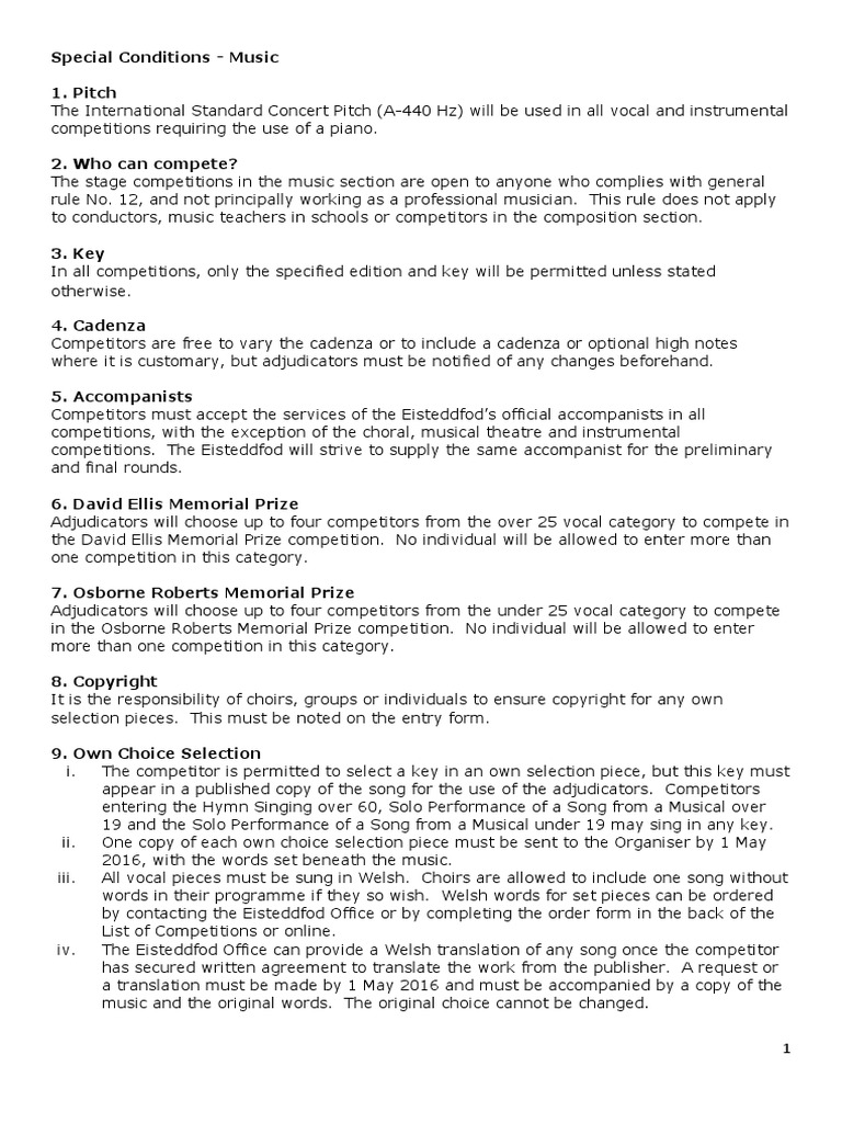 Special Conditions - Music | PDF | Choir | Musical Compositions