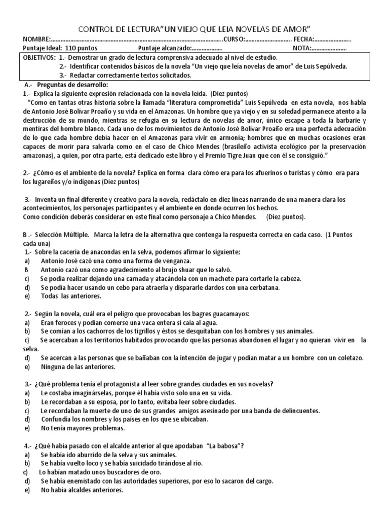 UN VIEJO Que Leia Novelas de Amor | PDF | Novelas | Lectura (proceso)