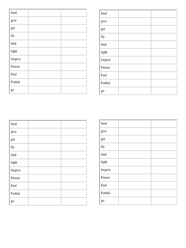 Irregular Verbs Test | PDF