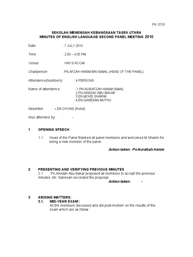 Minit El Panel 7 July 2010 | PDF | Behavior Modification | Learning
