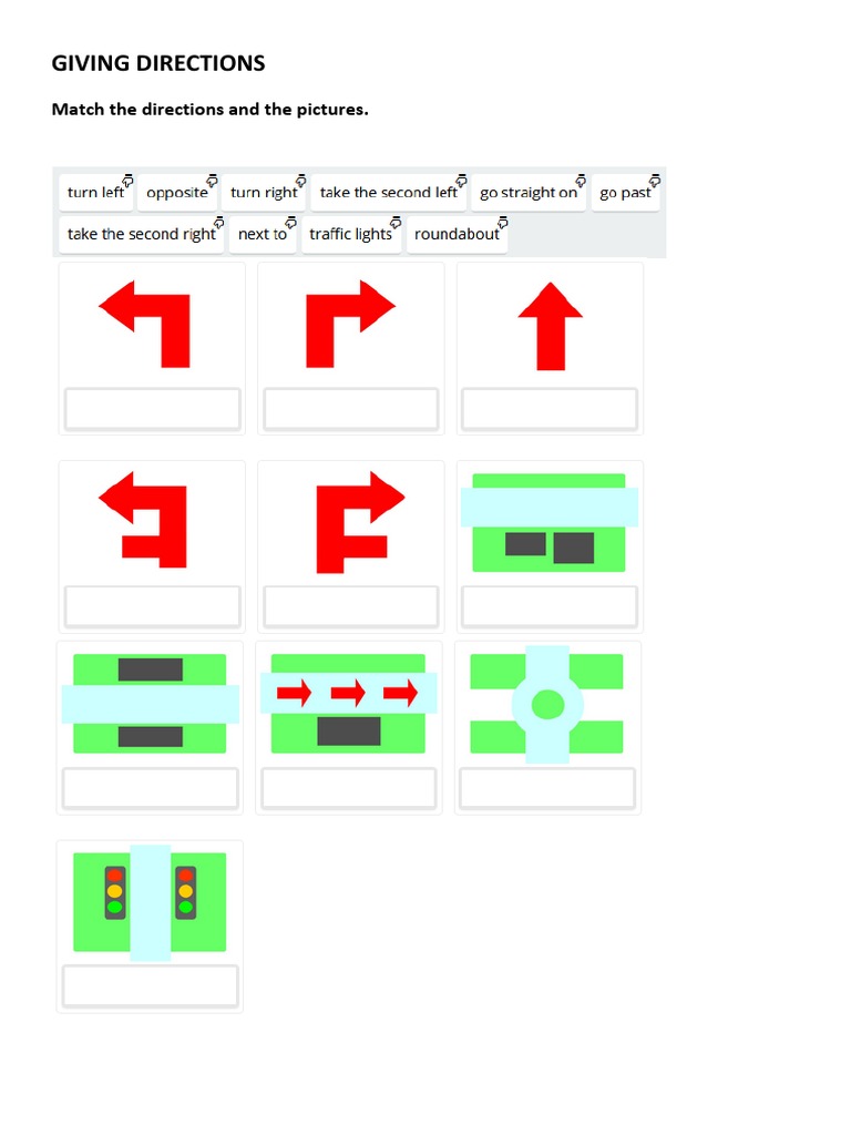Giving Directions: Match The Directions and The Pictures | PDF