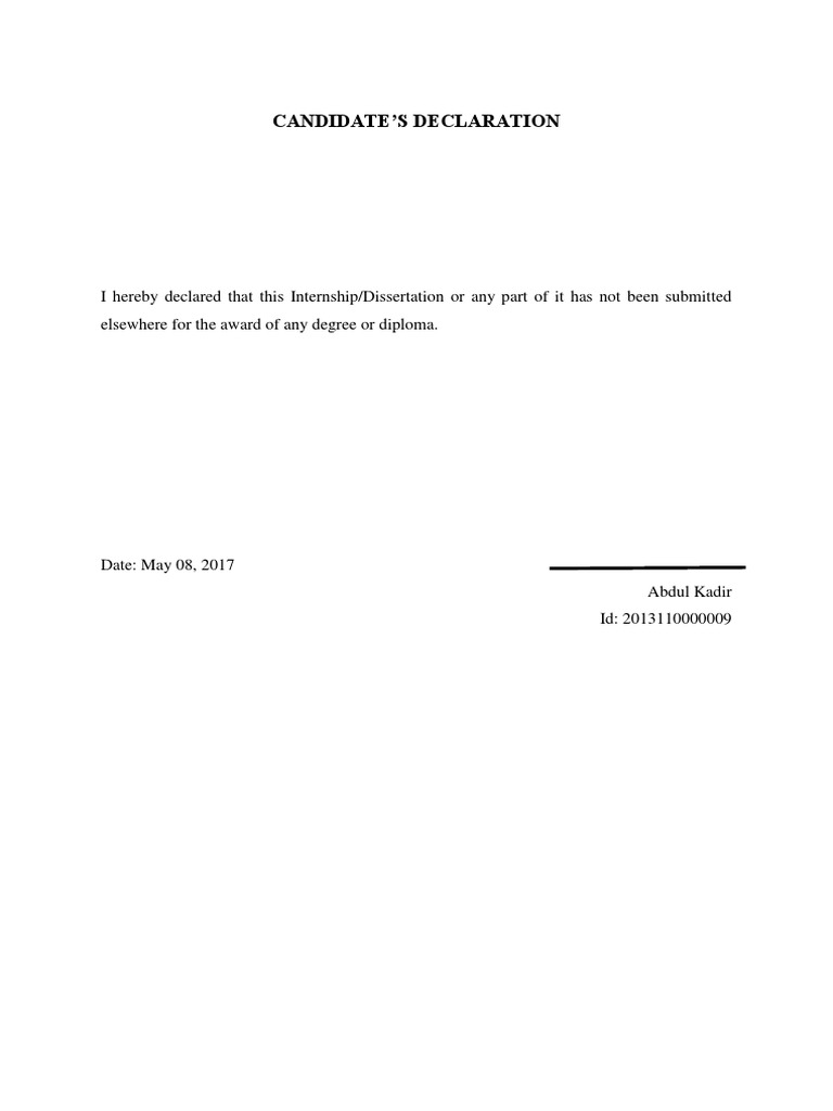 Internship Declaration Statement | PDF