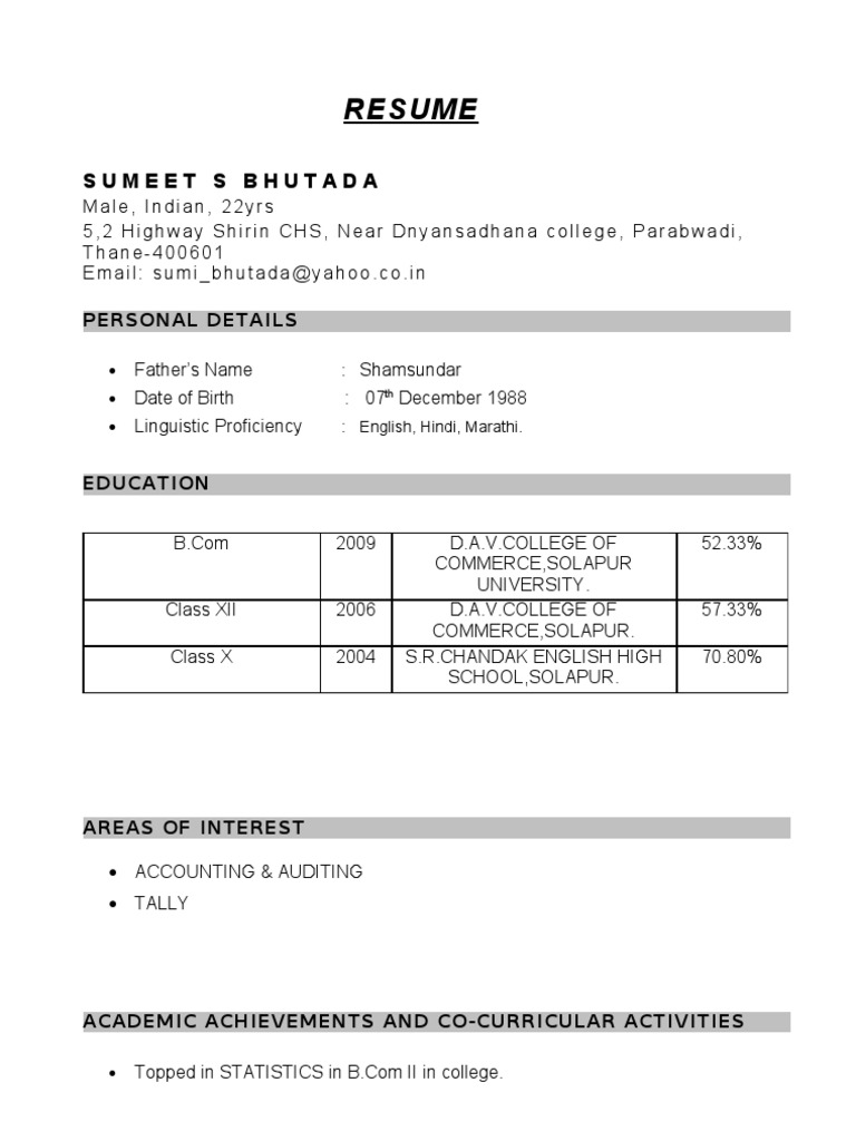 Resume of Sumit S. Bhutada | PDF