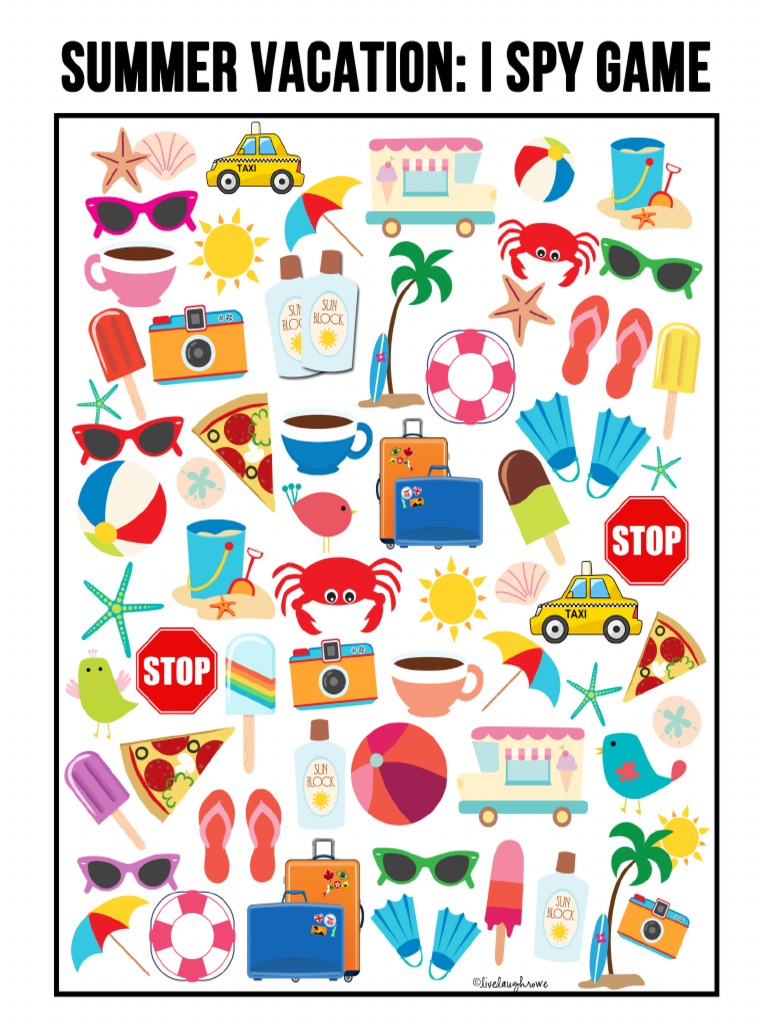 Summer Vacation I Spy Printable From Live Laugh Rowe PDF | PDF