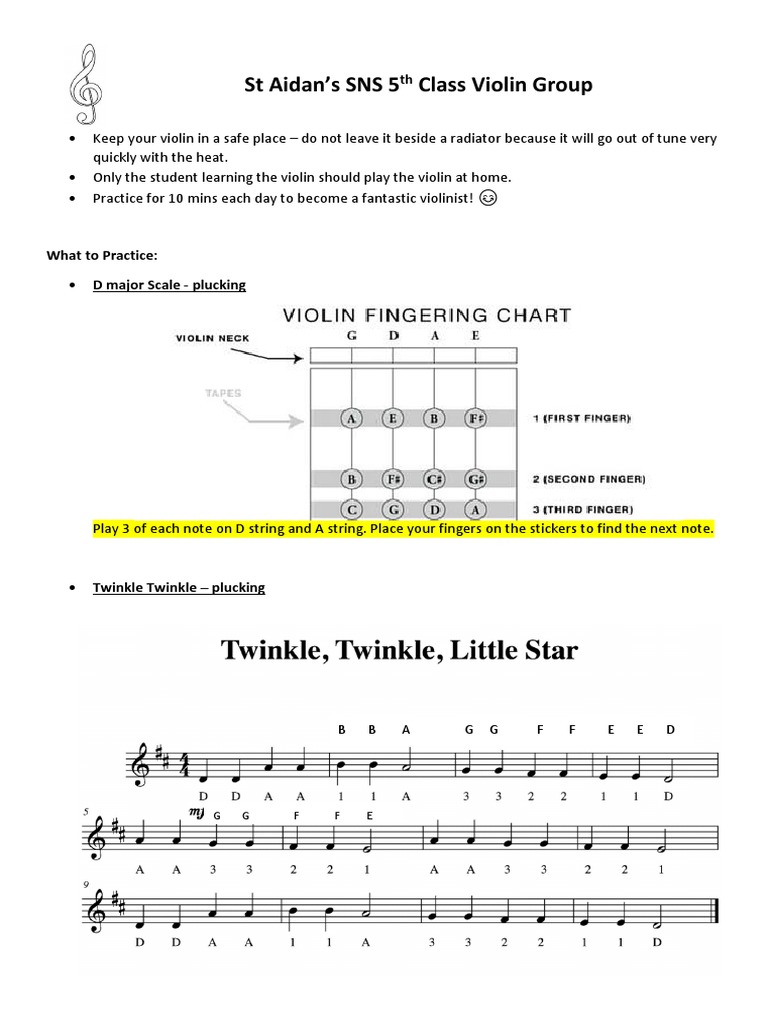 Beginner Violin Handout | PDF
