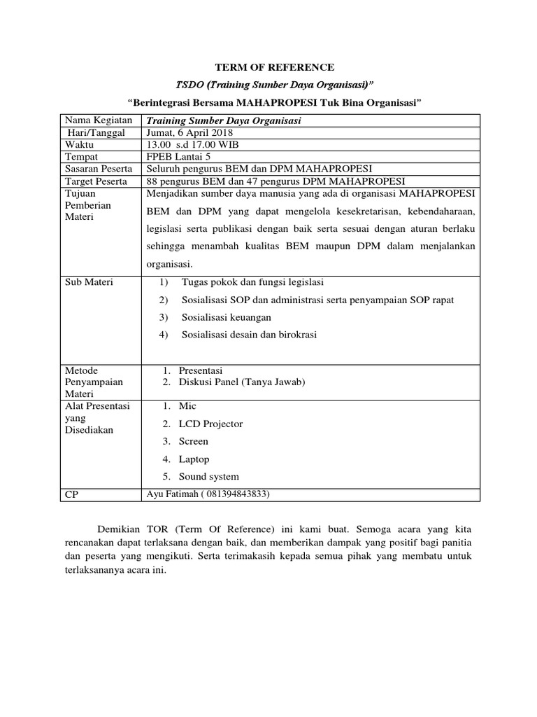 Tor & Rundown Acara | PDF