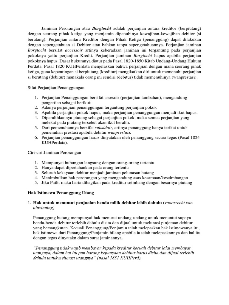 Jaminan Perorangan | PDF