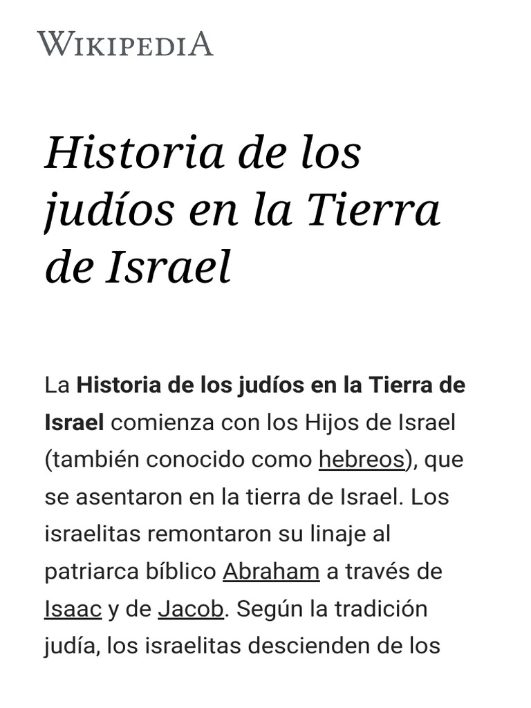 Historia de Los Judíos en La Tierra de Israel - Wikipedia, La ...
