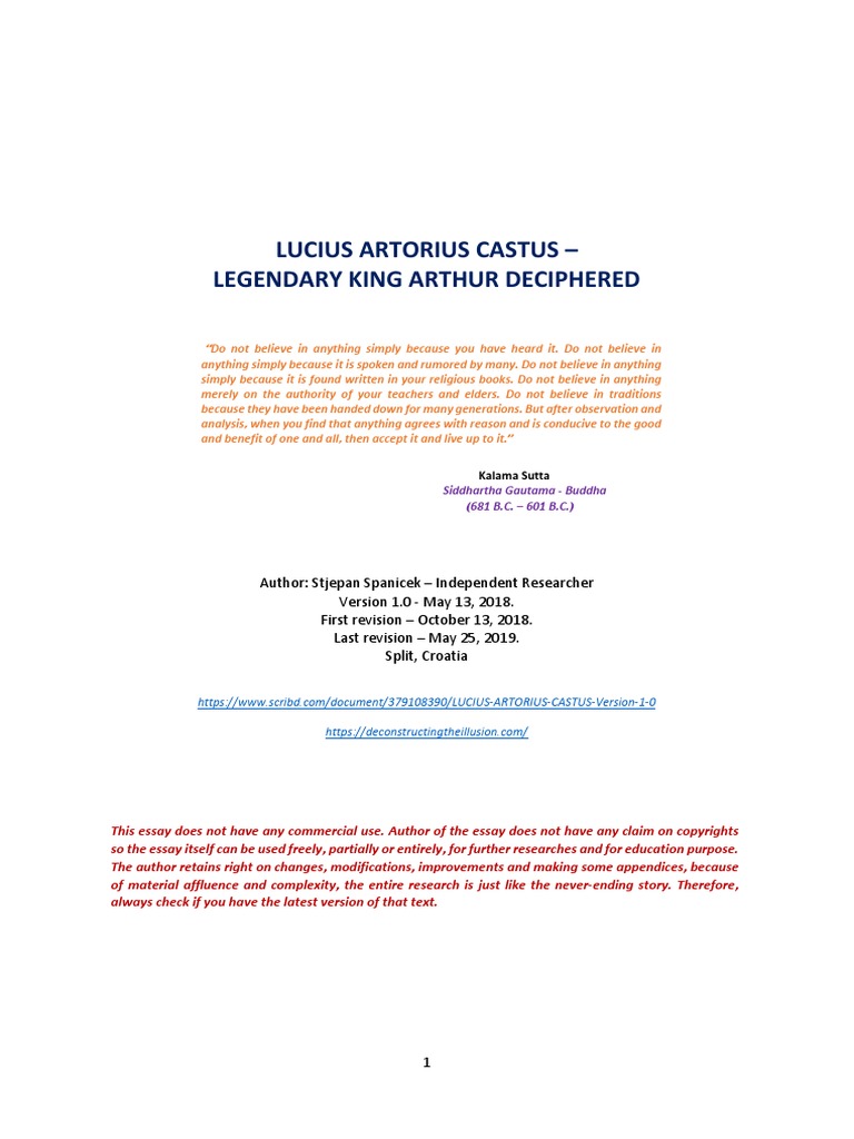 LUCIUS ARTORIUS CASTUS - LEGENDARY KING ARTHUR DECIPHERED - Version 1-0 | PDF | Devi | Kali