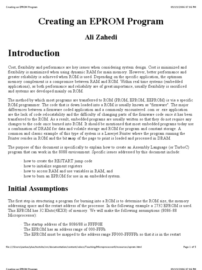 Creating An EPROM Program: Ali Zahedi | Download Free PDF | Read Only ...