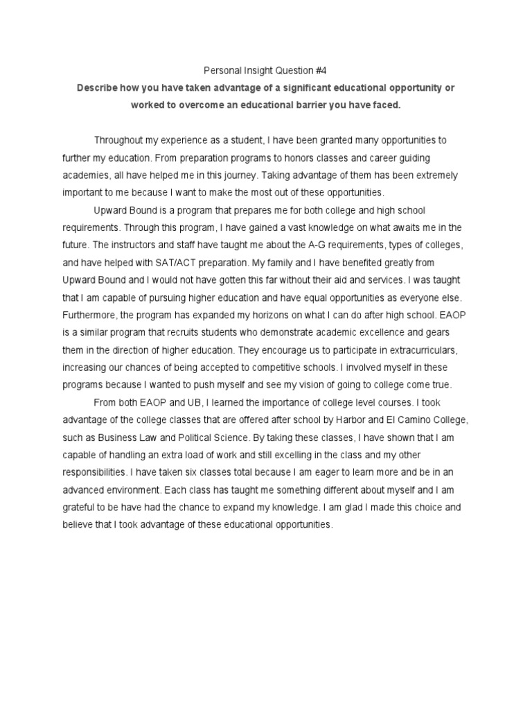 Piq 4 - Educational Opportunity | PDF